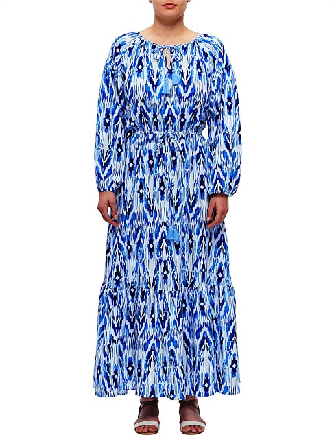 David Jones Long Sleeve Volume Waisted Maxi Dress | David Jones