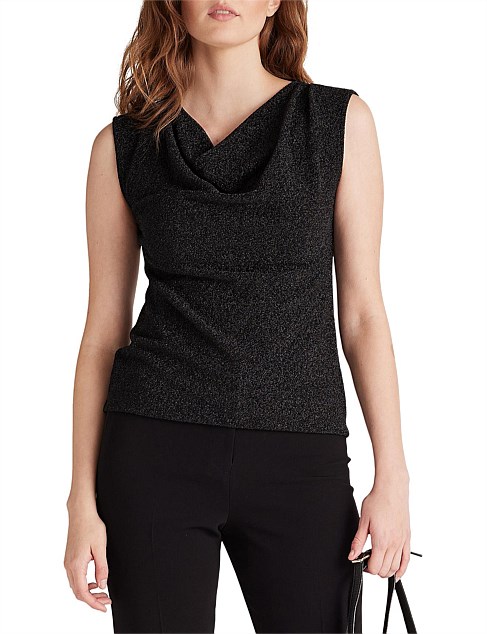 Perri Cutten Metallic Drape Neck Top | David Jones