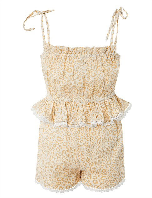 Bardot Junior Leopard Trim Romper (girls 8-16) | David Jones