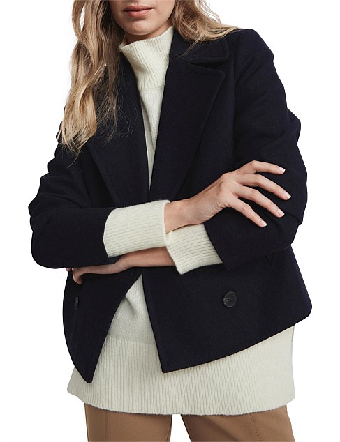Witchery Wool Blend Cropped Peacoat | David Jones