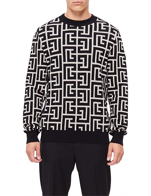 Balmain Monogram Wool & Linen Pullover | David Jones