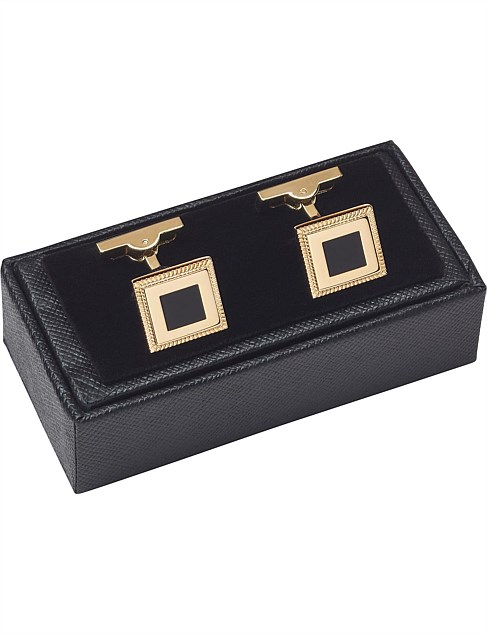 Politix Square Enamel & Texture Edge Cufflink | David Jones