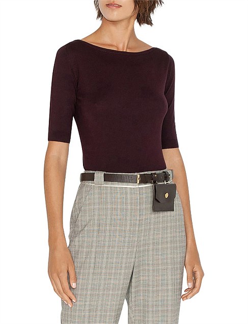 Cue Elbow Sleeve Slash Neck Knit | David Jones