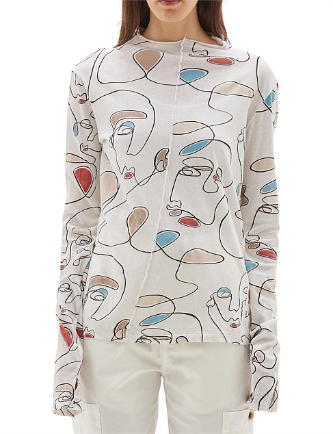 Bassike Faces Front Seam Raised Neck T-shirt | David Jones