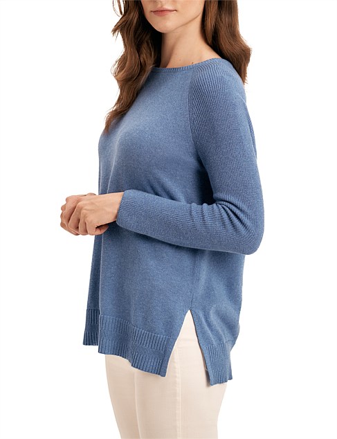 Blue Illusion Button Back Jumper | David Jones