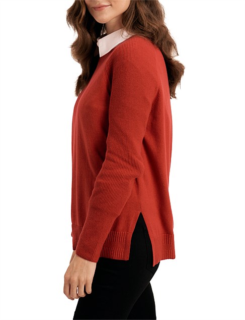 Blue Illusion Button Back Jumper | David Jones