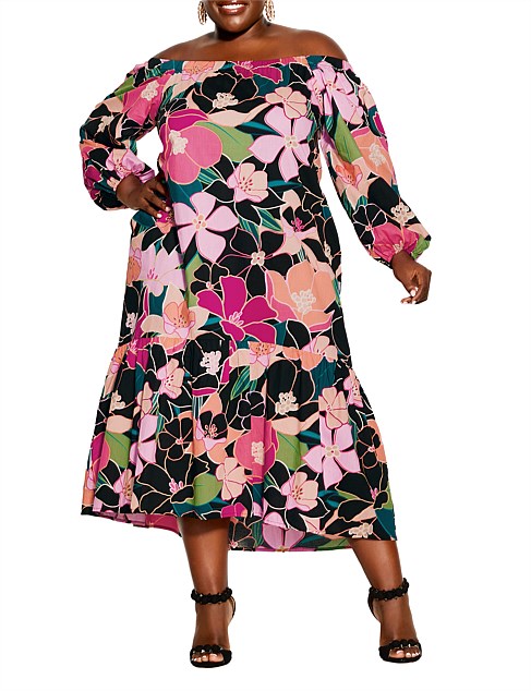 City Chic Flower Pop Dress | David Jones