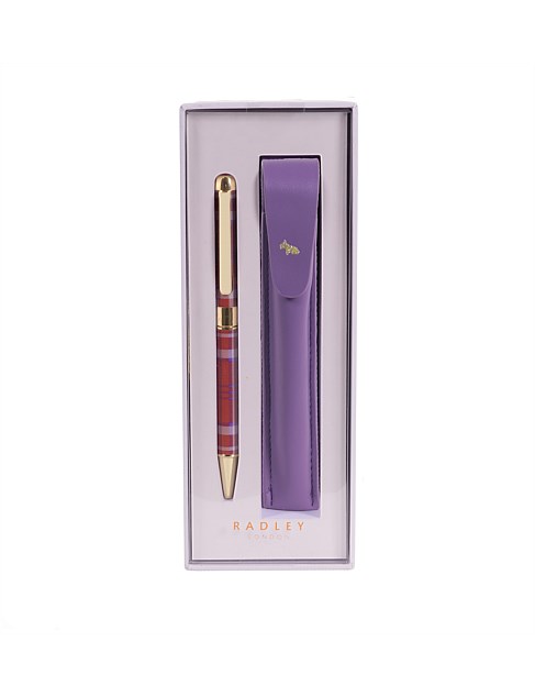 Radley Ballpoint Pen With Pouch -Warm Plaid | David Jones