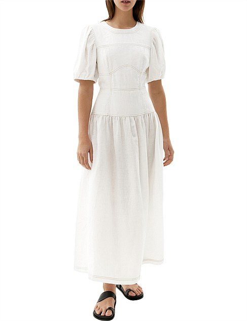 Jag Linen Open Back Dress | David Jones
