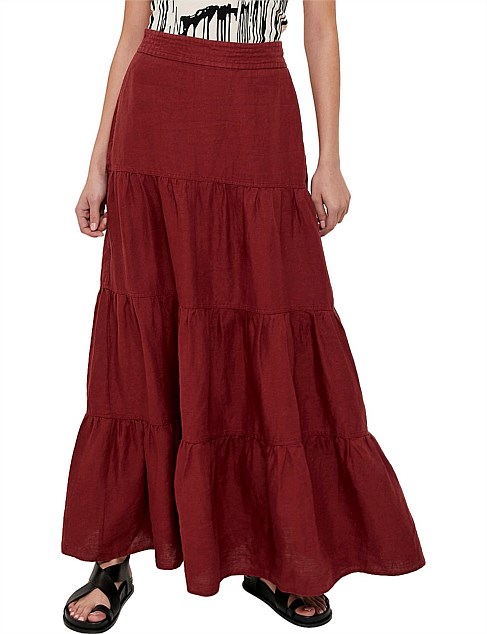 Saba Lila Linen Maxi Skirt | David Jones