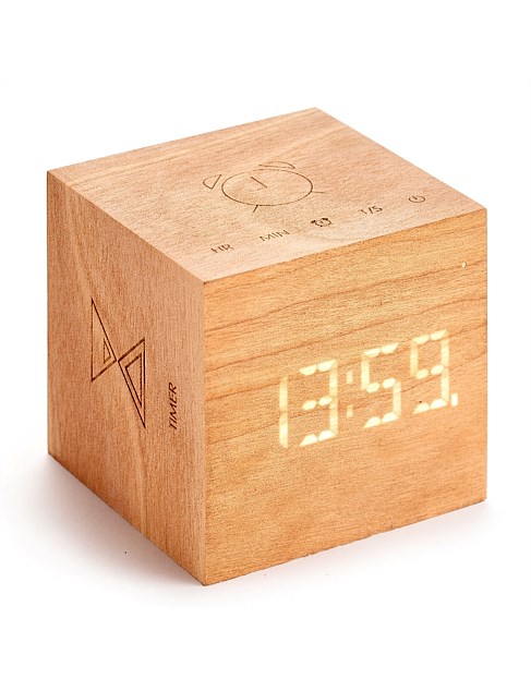 Gingko Cube Plus Clock -Natural Cherry | David Jones
