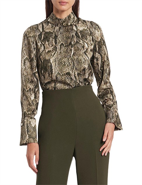 Carla Zampatti Olive Snake Style Icon Shirt | David Jones