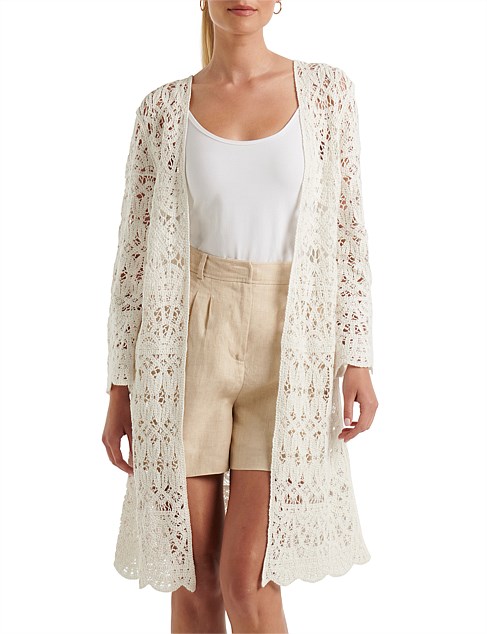 Forever New Simona Longline Crochet Kimono | David Jones