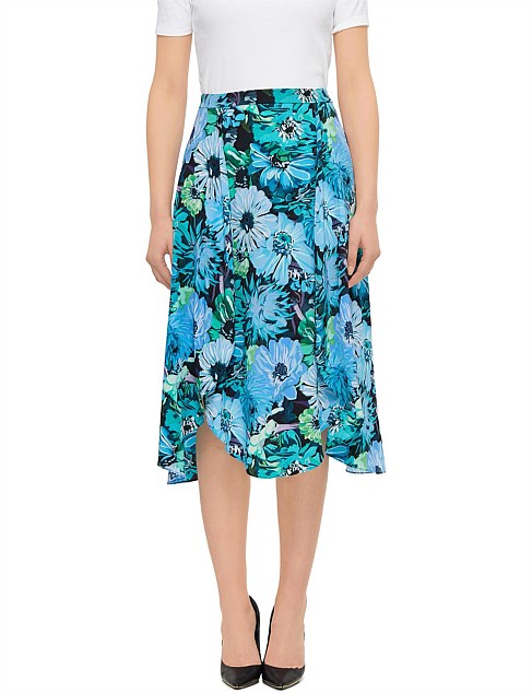 Stella Mccartney Flower Print Midi Skirt Multicolor Blue | David Jones