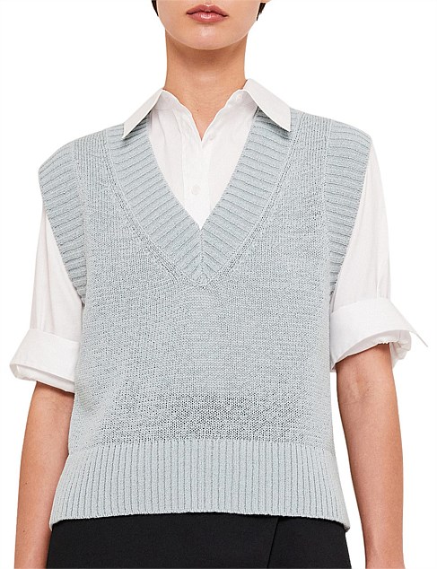 Saba Tina Tape Yarn V Neck Tank | David Jones