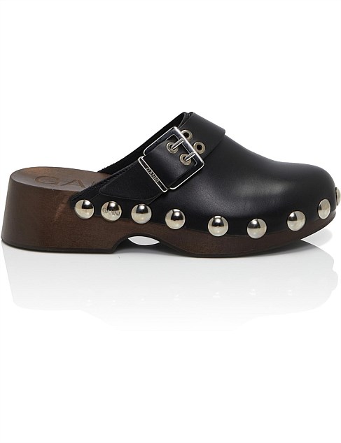 Ganni Retro Leather Clog | David Jones