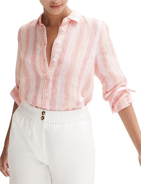 Trenery Linen Yarn Dyed Multi Stripe Shirt | David Jones
