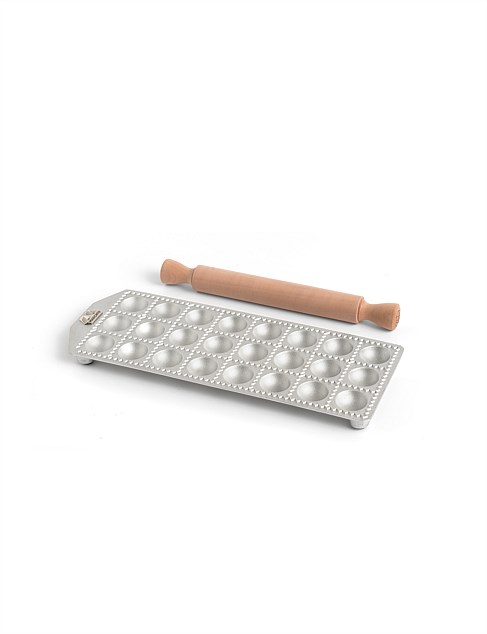 Marcato Ravioli Tray W/Rolling Pin 24pcs -Rd 40mm | David Jones