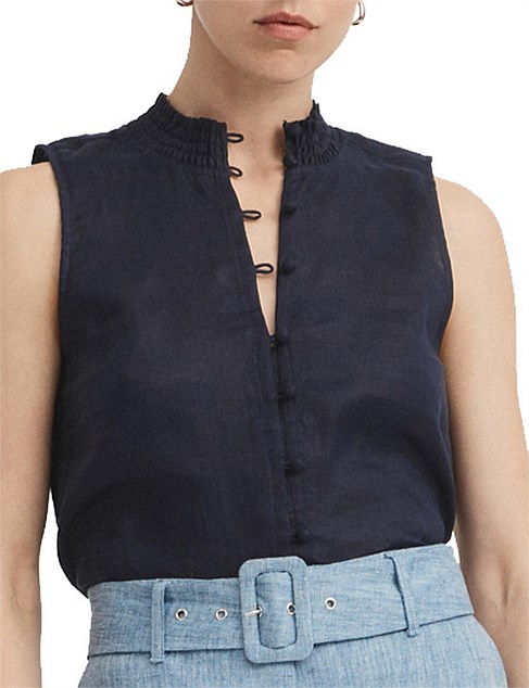 Witchery French Linen High Neck Racer | David Jones