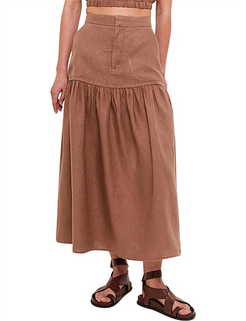 Saba Lila Linen Midi Skirt | David Jones