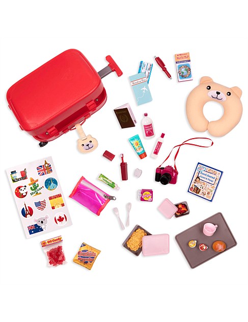 Our Generation Luggage Set With Bear Neck Pillow | David Jones