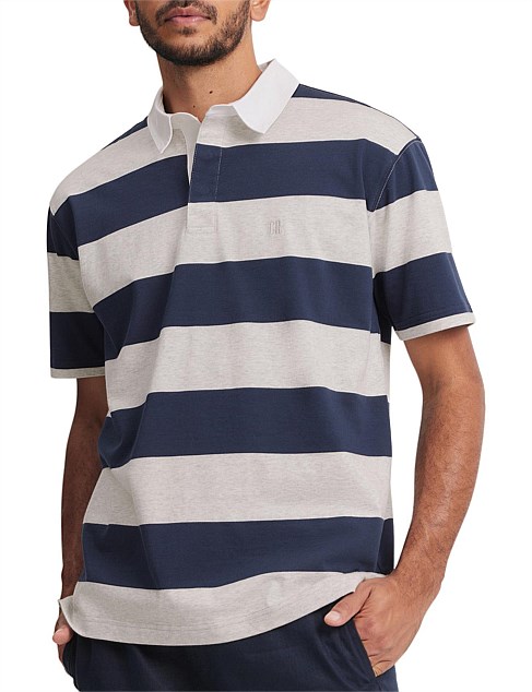 Country Road Australian Cotton Rugby Stripe Polo | David Jones