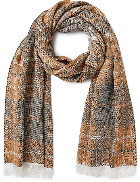 Milana Checks Woven Scarf | David Jones