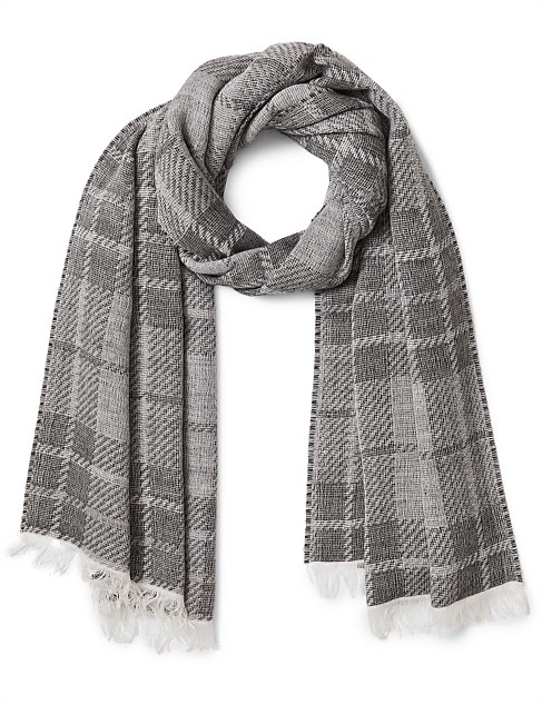 Milana Checks Woven Scarf Grey | David Jones