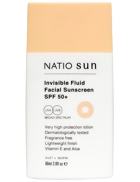 Natio Invisible Fluid Sunscreen Spf 50+ 60ml | David Jones