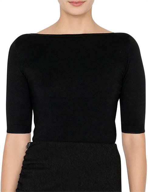 Cue Elbow Sleeve Slash Neck Knit | David Jones
