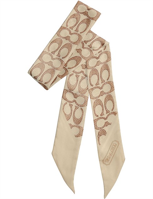Coach Vintage Signature Print Silk Skinny Scarf | David Jones