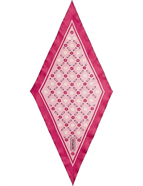 Coach Tea Rose Print Silk Diamond Scarf | David Jones