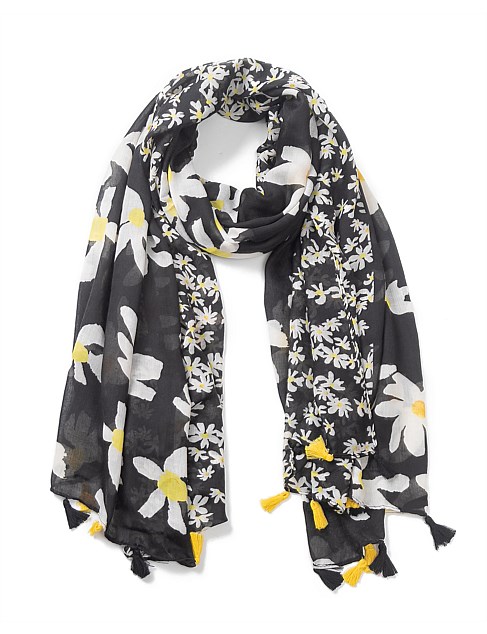 Gregory Ladner Daisy Print Scarf With Tassles | David Jones