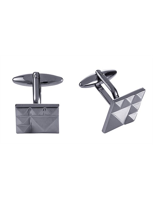 Alta Linea Gun Metal Pyramid Square Cufflinks | David Jones