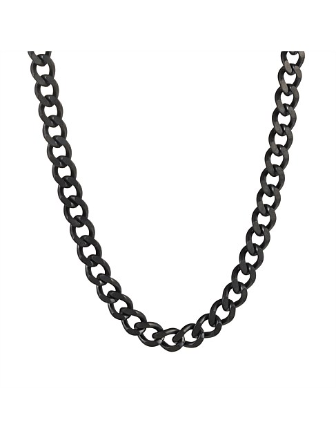 Alta Linea Ion Plated Matt Black Stainless Steel Neck Chain -55cm ...