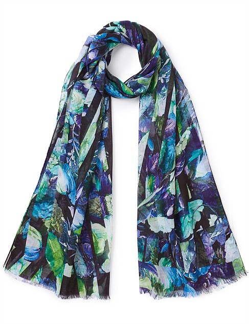 Milana Hidden Flowers Print Scarf | David Jones