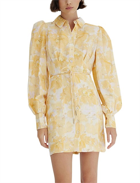 Significant Other Matilda Long Sleeve Mini Dress In Gold Poppy Floral ...