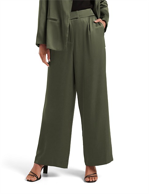 Forever New Alora Petite Satin Wide Leg Pants | David Jones