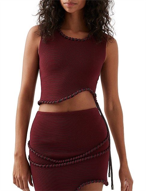 Aje Undulating Knit Crop Top | David Jones