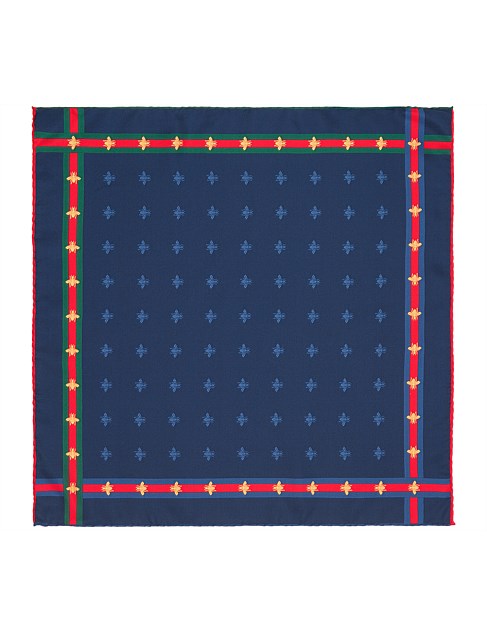 Gucci Bee Pattern Silk Pocket Square | David Jones