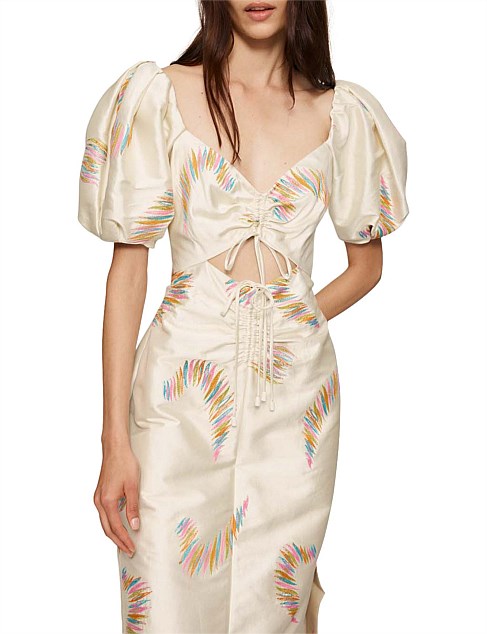 Alémais Emery Embroidered Midi Dress | David Jones