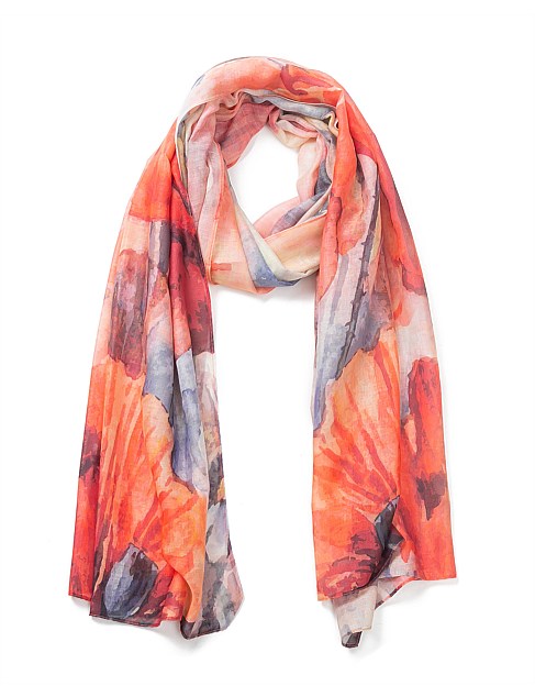 Gregory Ladner Poppy Print Scarf | David Jones