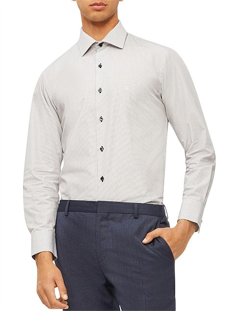 Calvin Klein Long Sleeve Slim Mini Check Shirt | David Jones