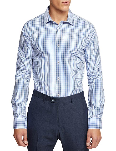 Oxford Beckton Blue Small Check Shirt | David Jones
