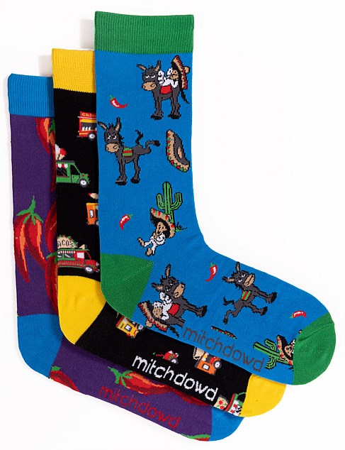 Mitch Dowd Cotton 3 Pack Cinco De Mayo Mens Socks | David Jones
