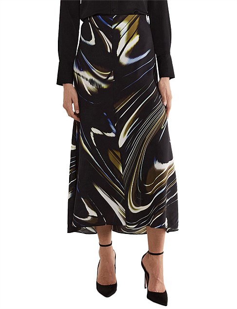 Saba Ariake Silk Midi Skirt | David Jones