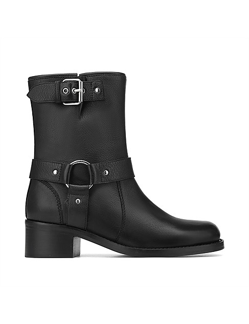 Wittner Franz Black Leather Block Ankle Boot | David Jones