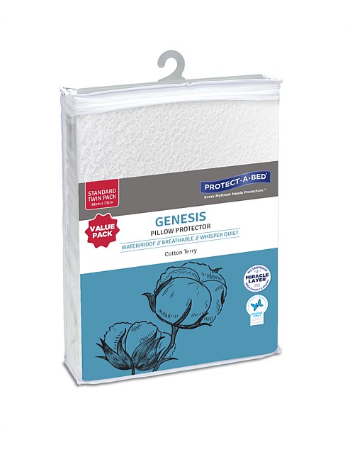 Protect-a-bed Genesis Cotton Terry Std Twin Pack Pillow Protector ...