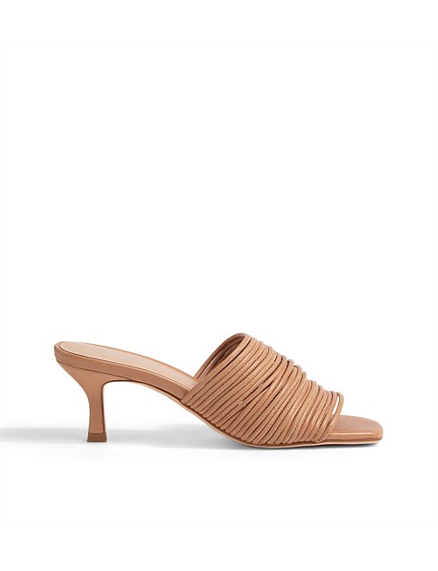 Midas Dellah Dark Tan Leather Slides | David Jones