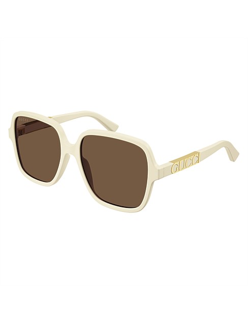 Gucci White Rectangle Sunglasses | David Jones